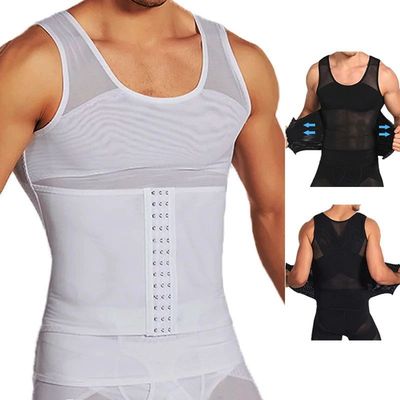 Mens Body Shaper Compression Vest Abdomen Shapewear Tummy Sl