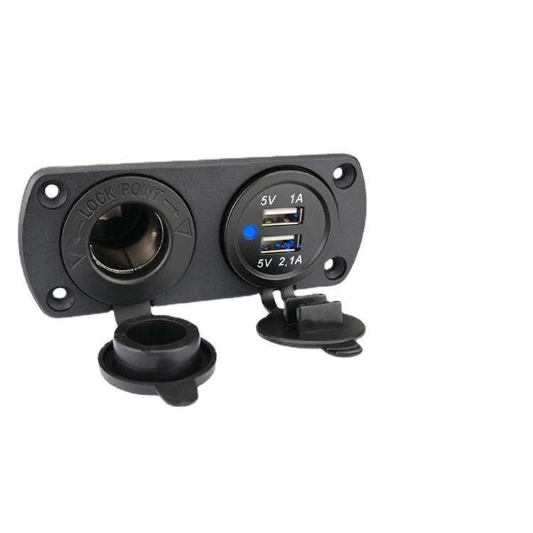 新品 车用双孔点烟器插座带车载USB手机点烟器12-24V型