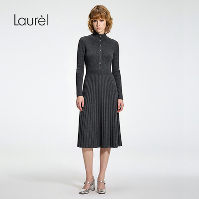 【绵羊毛】Laurel劳芮26早秋新款半开襟百褶针织裙LWD373M01800