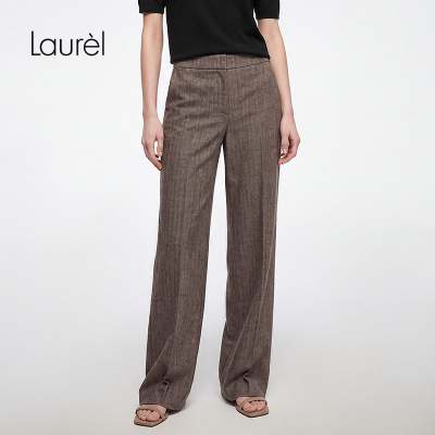 【绵羊毛】Laurel劳芮26早秋新款深驼色阔腿中缝西裤LWD373K00600