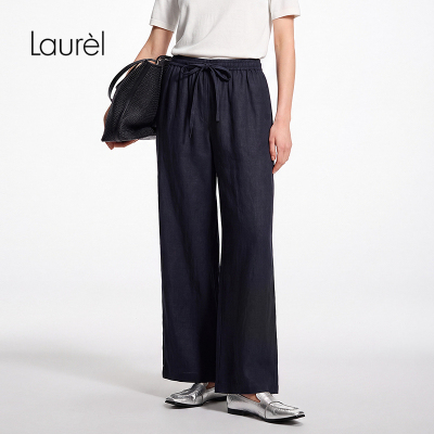 【亚麻】Laurel劳芮26早秋新款肌理抽绳直筒休闲裤LWD373K02200