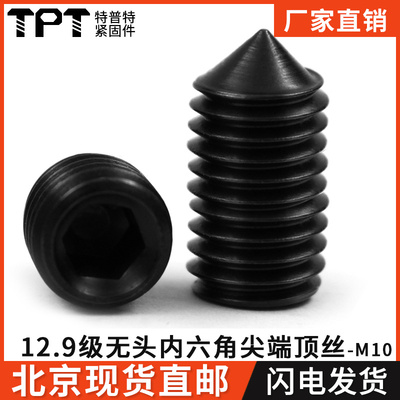 特普特12.9级内六角尖端紧定螺丝基米顶丝机米螺钉GB78无头M10