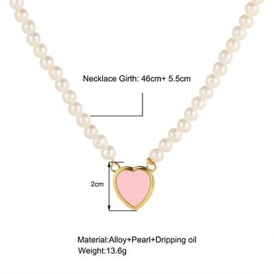 Clavicle chain female pearl Love Pendant Necklace women 项链
