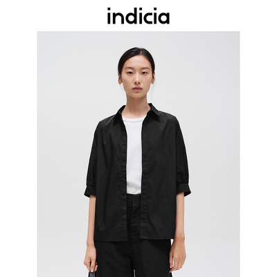 indicia标记商场同款女装夏款衬衣上衣蝙蝠袖短袖F2C4CS412N