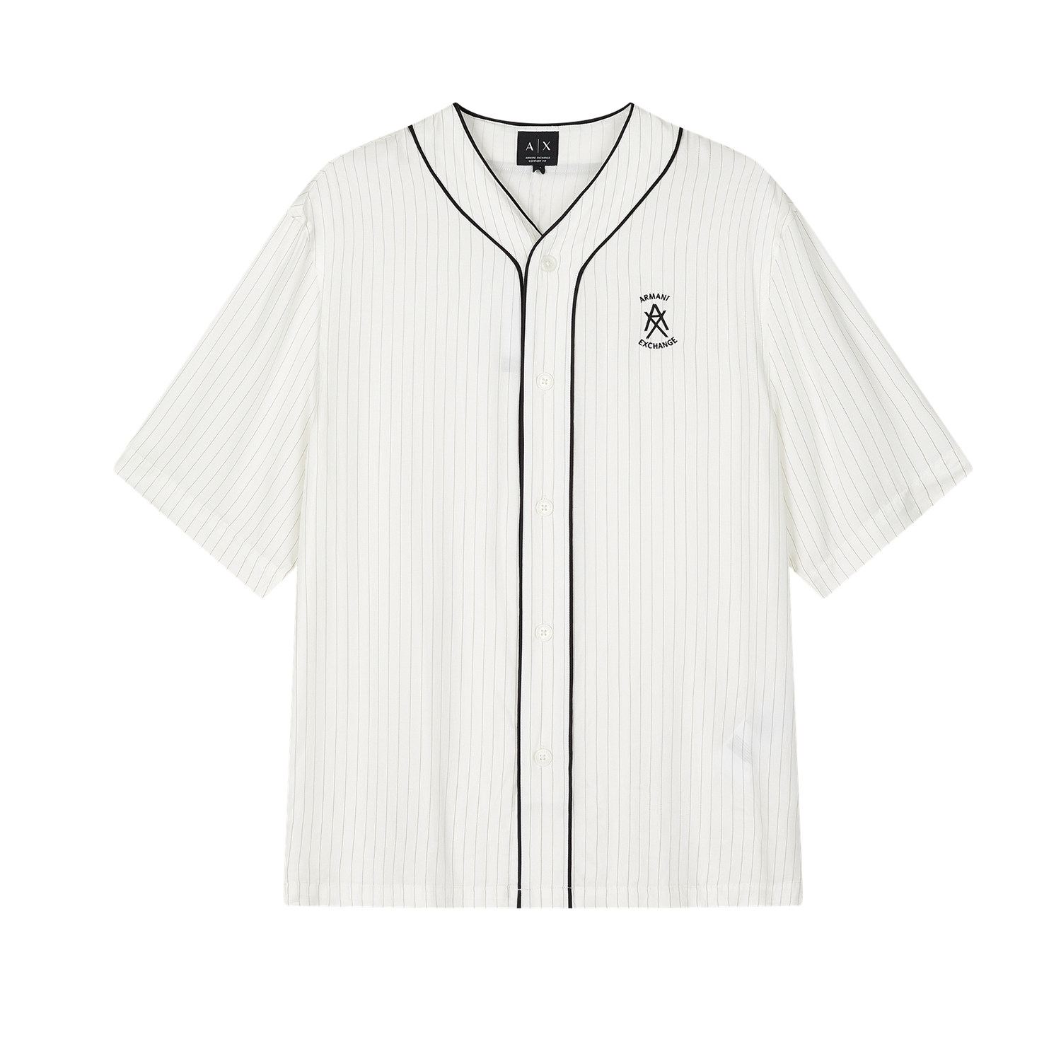 Armani/阿玛尼AX 男士学院风条纹宽松短袖衬衫 XM001818 AF13235