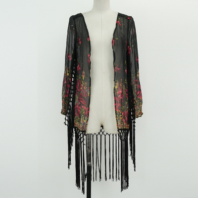 时尚百搭流苏雪纺衫女宽松显瘦