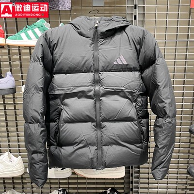 阿迪达斯羽绒服男保暖黑色外套