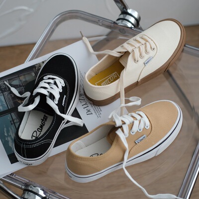 休闲风街拍复古低帮ins潮帆布鞋
