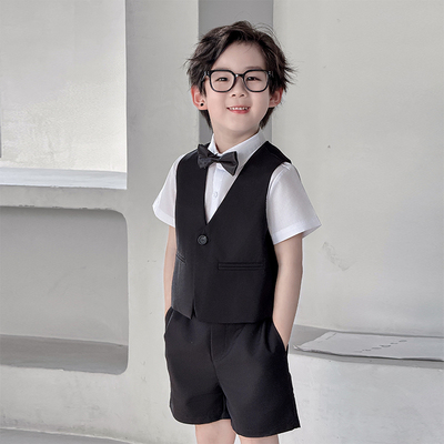 男童新款西服马甲套装