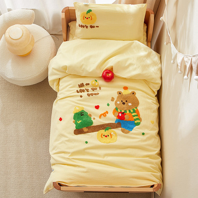 a类120x150cm单被套全棉纯棉色织水洗棉幼儿园三件套六件套多件套