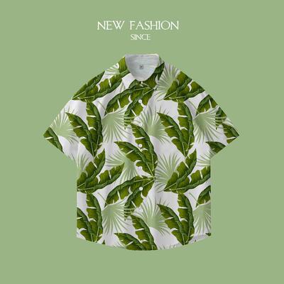 Maple leaf flower shirt beach short sleeved cool and