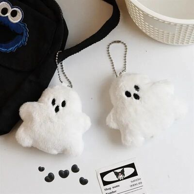 Halloween Ghost Keychain Plush White Doll Key Chains Cute Sc