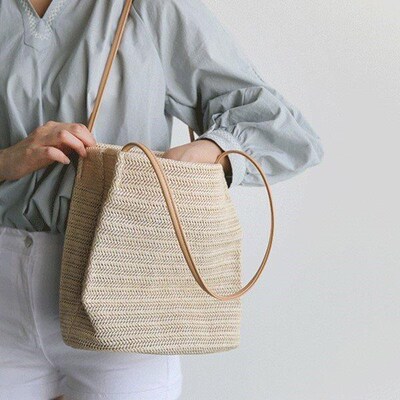handbag bag rattan grass willow bamboo beach make-up bag pic