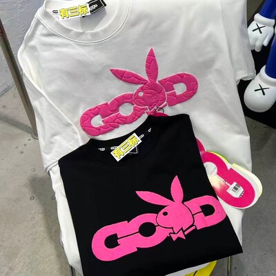 GB-2026SS 短袖T恤立体字母兔子印花潮牌时尚休闲圆领重磅半袖