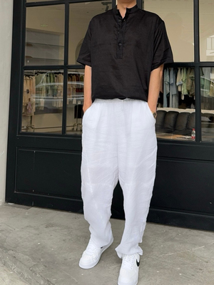 夏天印花主推新款麻料夏天短袖上身清爽透气白色的款式百搭New