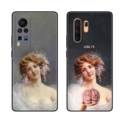 搞怪艺术性感美女多动脑子适用vivo X60/x50/x30手机壳Pro+保护套