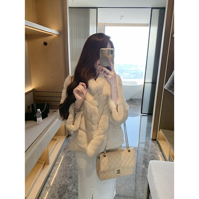 JustQin【娇贵兔兔】2026新款春装100獭兔毛千金气质皮草女外套