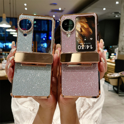 oppofindN2flip手机壳PGT110折叠屏CPH2519保护套findn3flp镜头带钻PHT110高级感闪粉oppo中轴铰链全包2437女