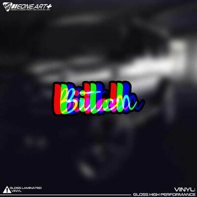 重影拼色搞笑英文反光贴防水贴纸