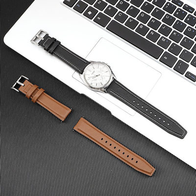 适用TicWatchPro复古皮防水表带