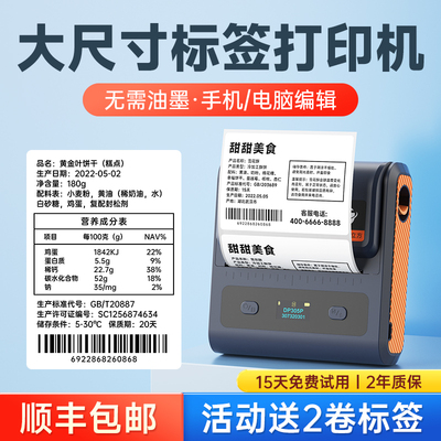 【300dpi高清打印】德佟DP305P大尺寸食品标签打印机手持蓝牙条码