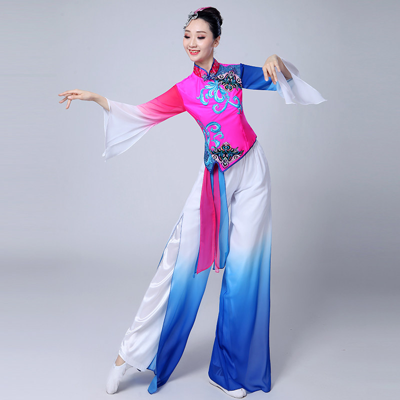 新款秧歌服腰鼓舞蹈服装女胶州广场舞套装民族风古典扇子舞演出服
