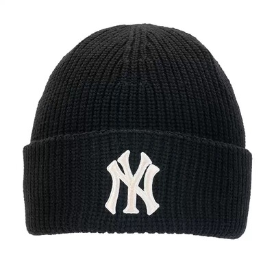 MLB粗毛线毛线帽针织帽保暖护耳