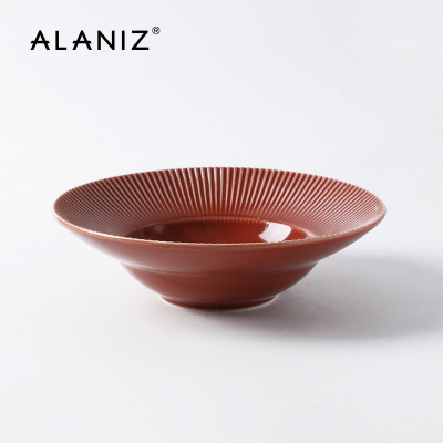 alaniz陶川草帽盘日韩式陶瓷餐具碗2026家用新款红色菜盘深汤盘
