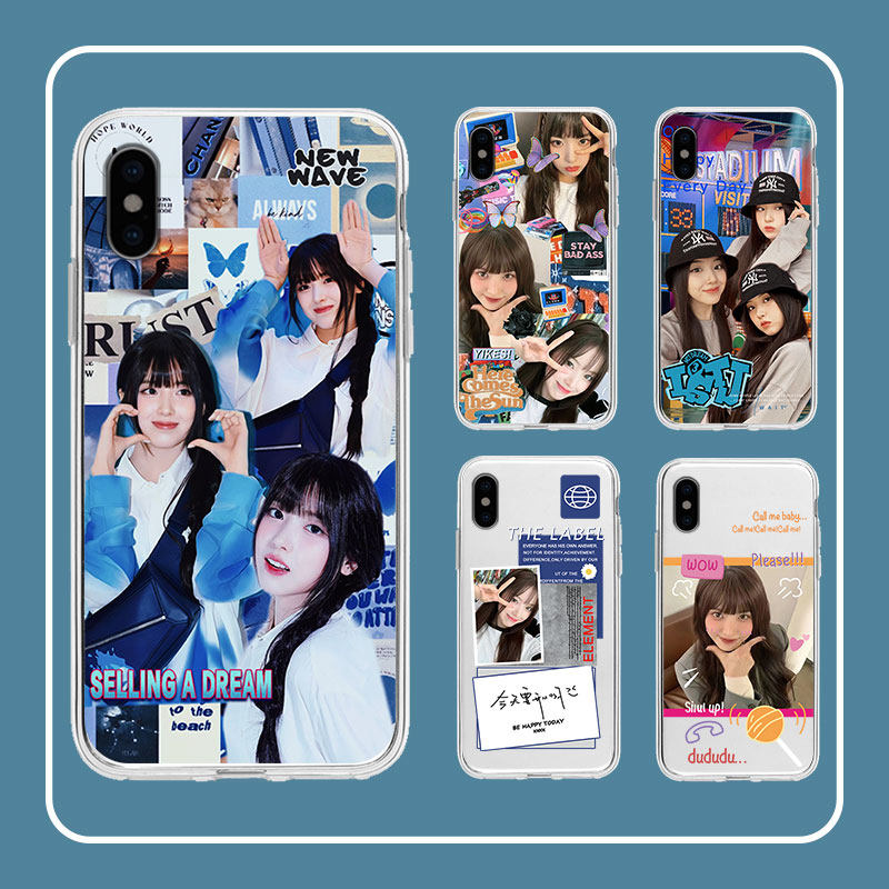 NMIXX金智佑JIWOO金智羽kpop韩女团新款来图定制适用苹果vivo华为OPPO小米黑色透明直边古董白手机软壳保护套