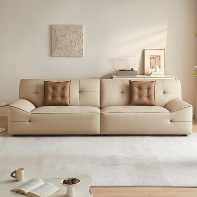 全友家居门店同款 极简风 22912 头层牛皮真皮直排一字型皮沙发