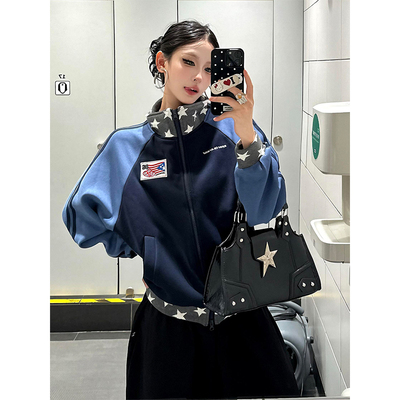 星星立领运动开衫卫衣外套男女