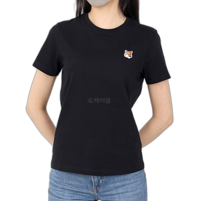 韩国直邮MAISON KITSUNE 狐狸头贴片常规 T 恤 (LW00105KJ0008-P1