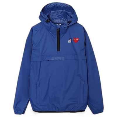 韩国直邮Comme Des Garcons男女款外套蓝色连帽抽绳半拉链宽松