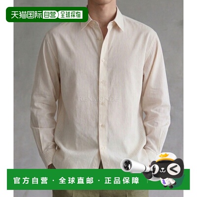 韩国直邮AURALEE 硬捻 FINX 有机条纹衬衫 浅米色条纹长袖衬衫 (A