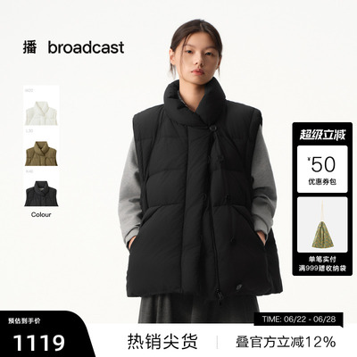 【播奥莱】播商场同款黑色两面穿羽绒马甲女秋冬外套BDS4MD3601