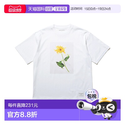 日本直邮uniform experiment 男女同款 短袖T恤 花卉像素图案设计