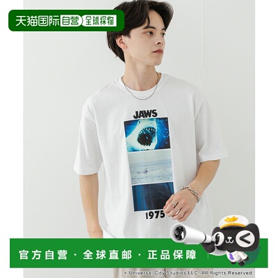1h可退 日本直邮SENSE OF PLACE 男装 联名JAWS 宽松短袖T恤 印花