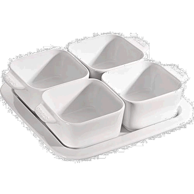 【日本直邮】staub 小菜盘4入套装/带底盘18.7×18.7cm/白色