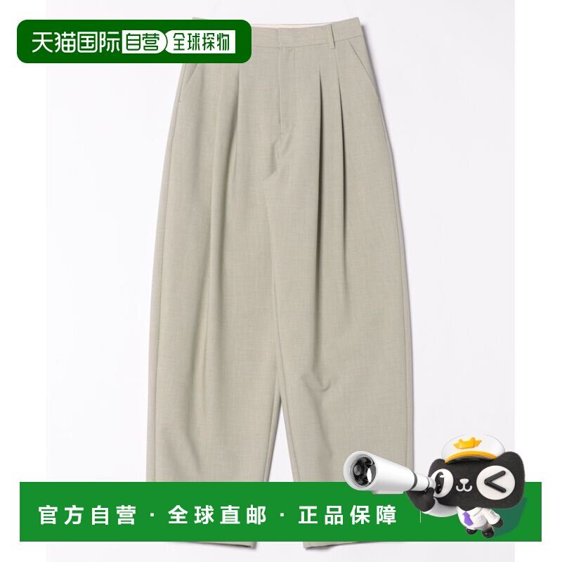 soffitto 女士功能性面料2褶修身半宽长裤 A0551FP305亚麻阔腿裤