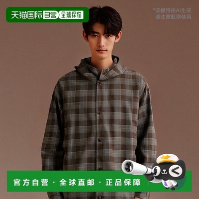 1h可退 日本直邮FUTURE ARCHIVE 男士连帽格纹衬衫外套 111816317