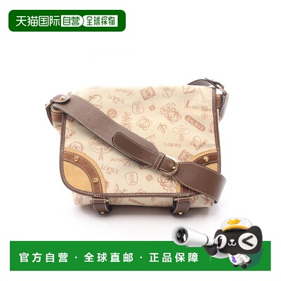 日本直邮中古Loewe罗意威女包B级9新Messenger帆布斜挎包浅褐色正