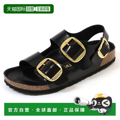 日本直邮BIRKENSTOCK 拖鞋Milano Big Buckle 窄版 高光泽 黑色 1