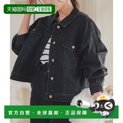 日本直邮Petitle 牛仔夹克 外套 连衣裙 上衣K1316黑色