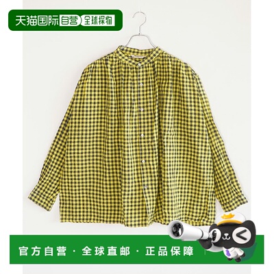 日本直邮ICHI Antiquites 女士格子衬衫上衣衬衫亚麻图案无领 [11