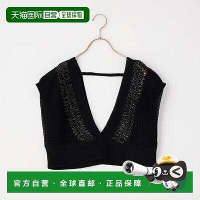 日本直邮CHIGNON 女士 短款针织背心 V领法式袖设计 9563-691DP
