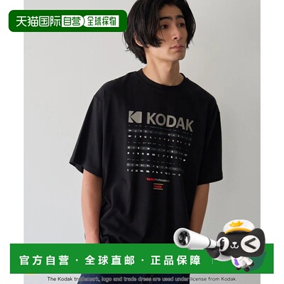 日本直邮coen 柯达标志印花T恤 黑色内搭条纹