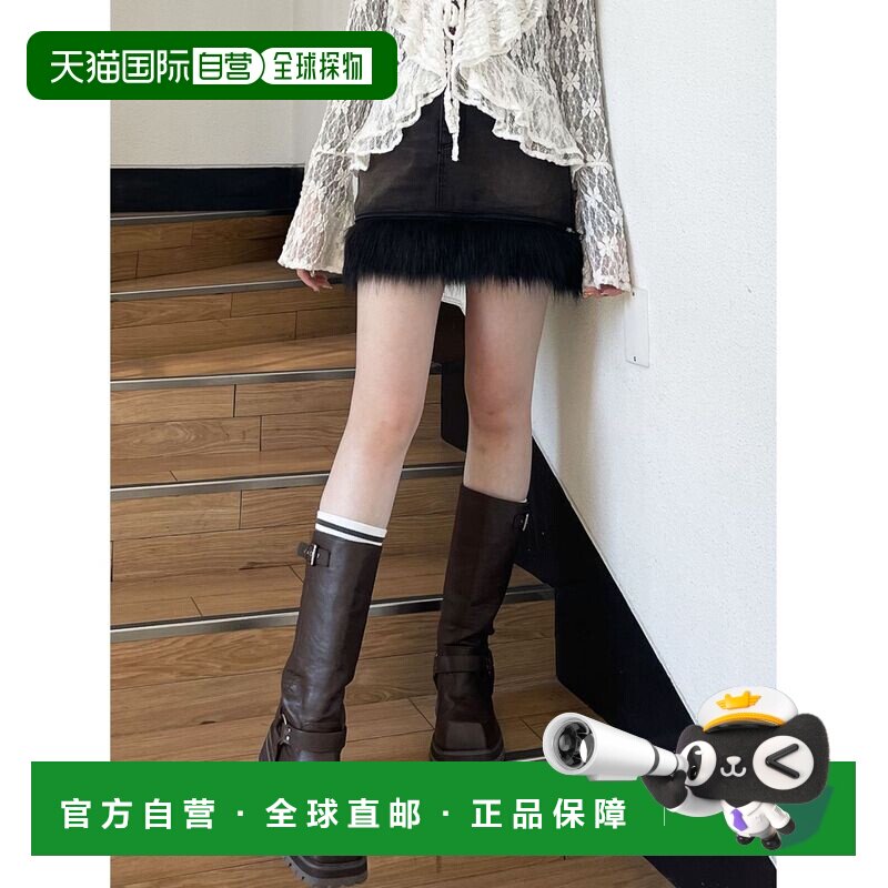 日本直邮Jouetie 女士 可拆卸毛领 牛仔迷你裙  082542500201