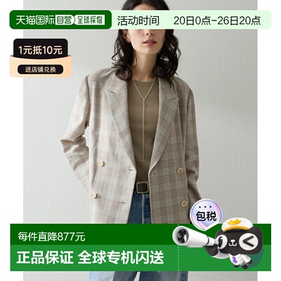 日本直邮Whim Gazette 女装 纯棉格纹修身西装外套 WGZ1061307A00