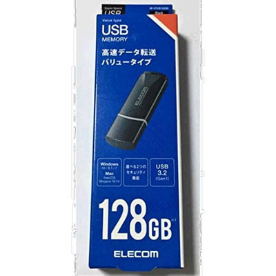 【日本直邮】宜丽客ELECOM高速U盘USB3.2储存器128GB黑色带盖