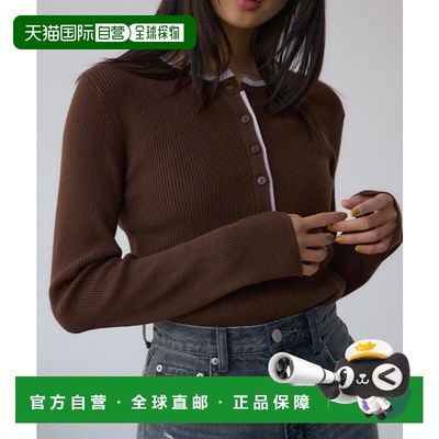 1h可退 日本直邮AZUL BY MOUSSY 女装亨利领设计针织上衣 双层领